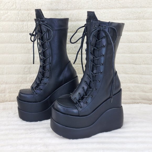 Demonia | Shoes | Void Black Matte Platform Wedge Goth Punk Corset ...